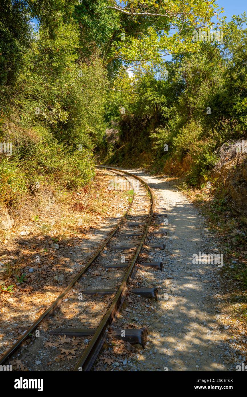 Track of The Pelion railway in Milies on the slopes of mount Pelion ...
