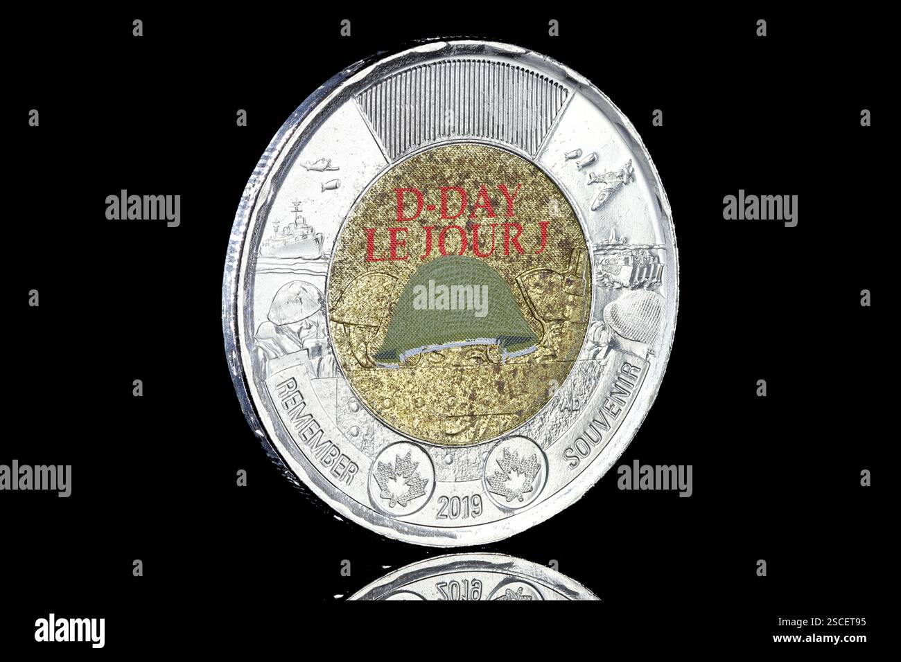 2019 Canadian $2 coin commemorating the 75th anniversary of D-Day Stock ...
