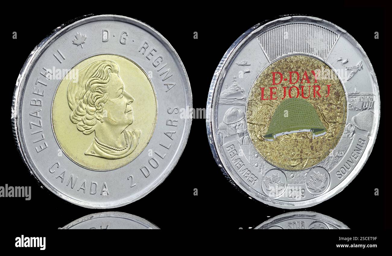2019 Canadian $2 coin commemorating the 75th anniversary of D-Day Stock ...