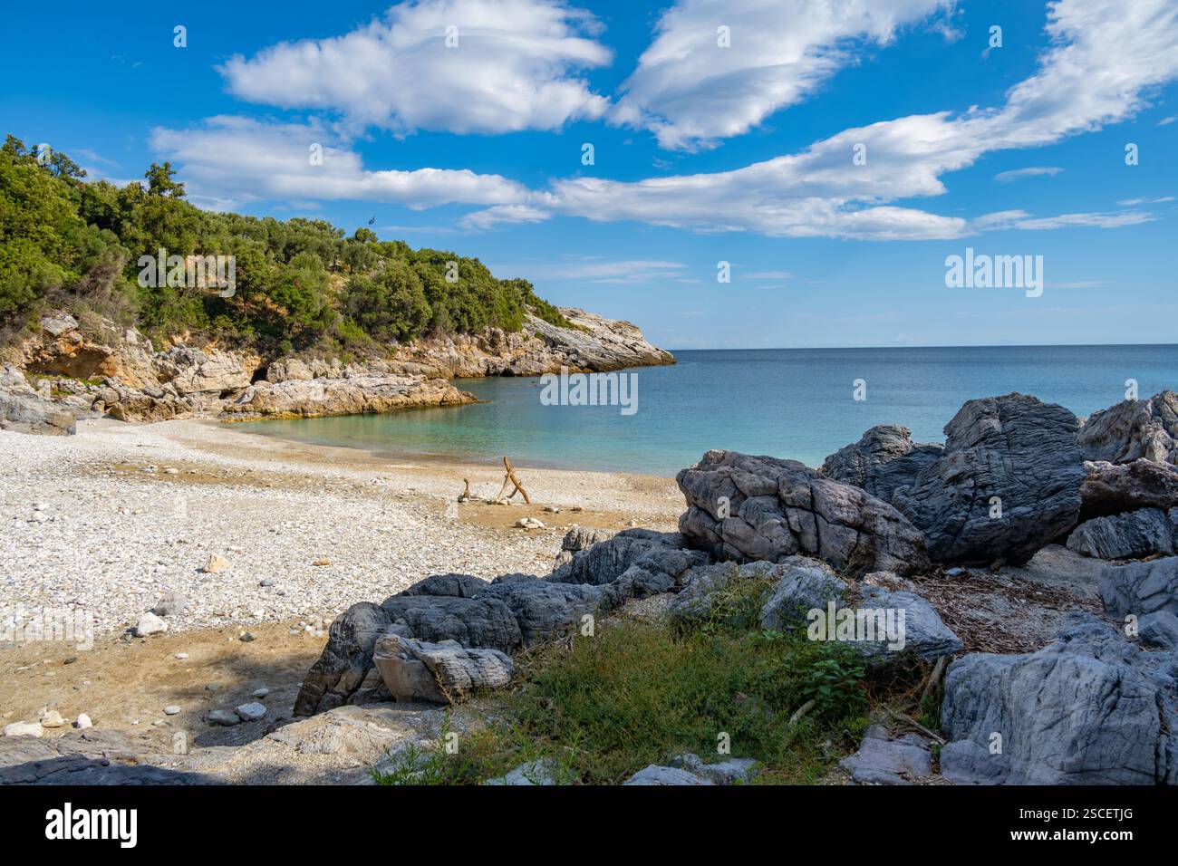 Labinou beach on the east coast of the Pelion Peninsula Greece Stock ...