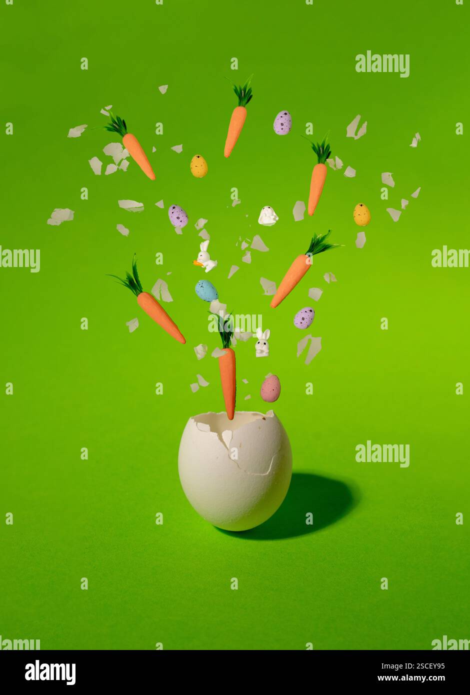 Creative Easter egg 3D render Surprise egg concept Egg shell explosion ...