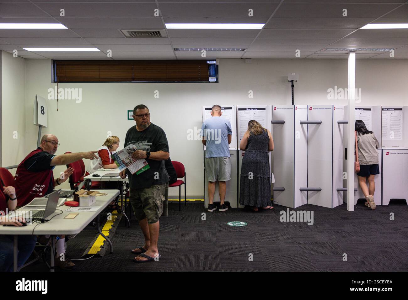 Melbourne, Australia. 07th Feb, 2025. Voters are seen in voting booths ...