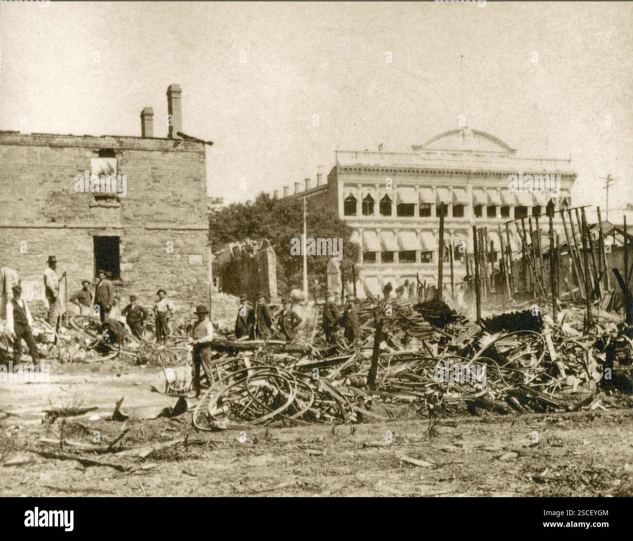 A building on a city street destroyed by a fire , Salt Lake City (Utah ...
