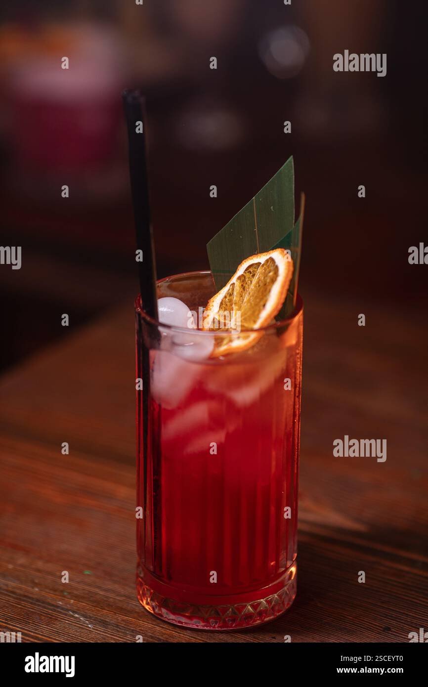 cocktail in a restaurant, professional shooting. a cocktail glass ...