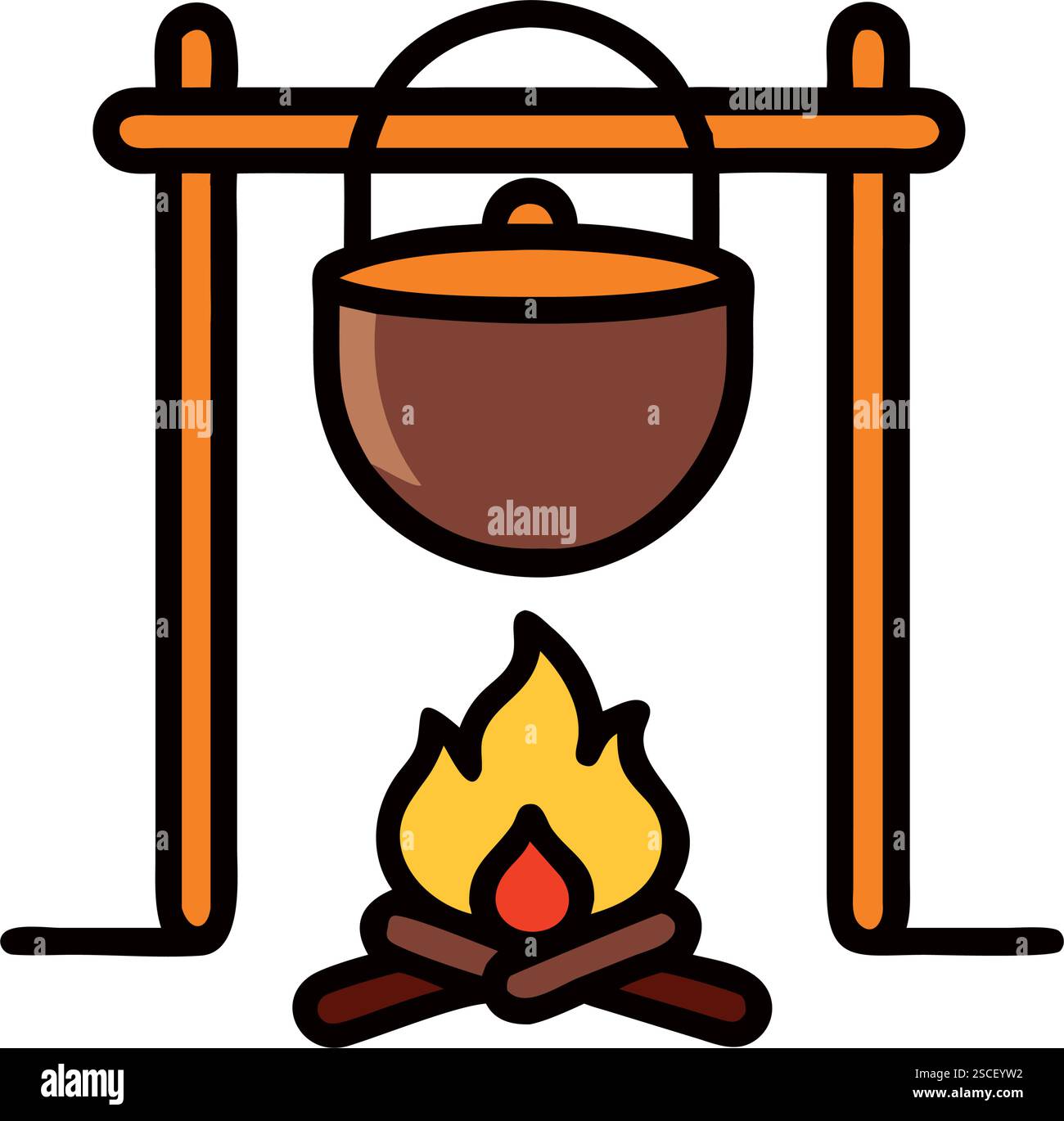 Camping Cooking Pot over Campfire Stock Vector Image & Art - Alamy