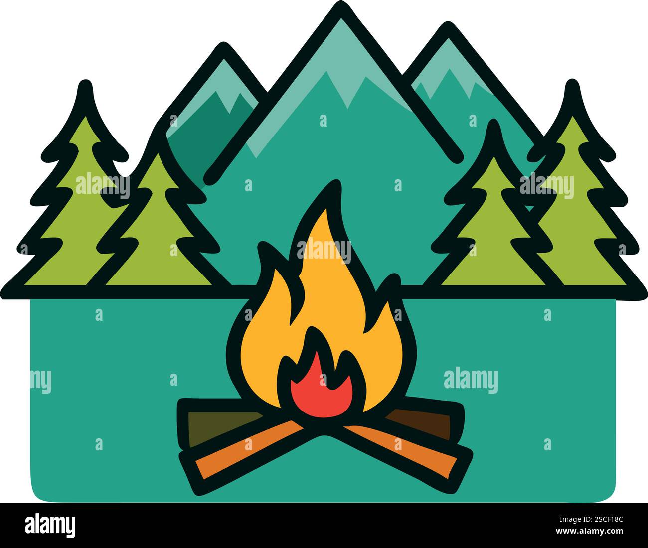 Campfire in forest lake Cut Out Stock Images & Pictures - Alamy
