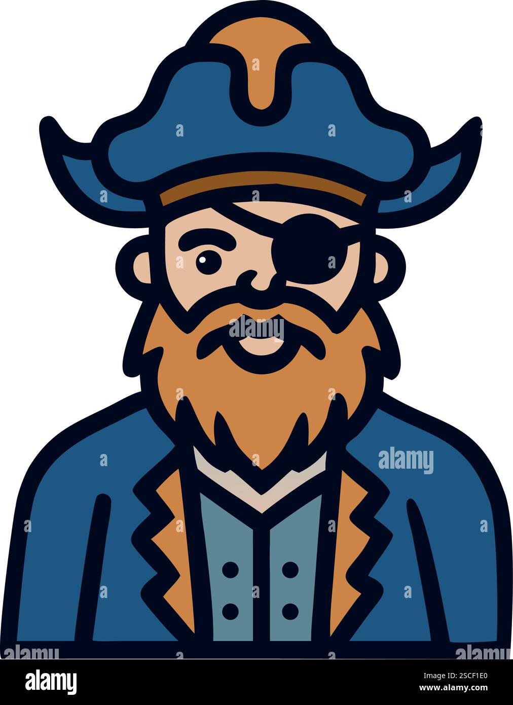 Bearded Pirate Captain Icon Stock Vector Image & Art - Alamy