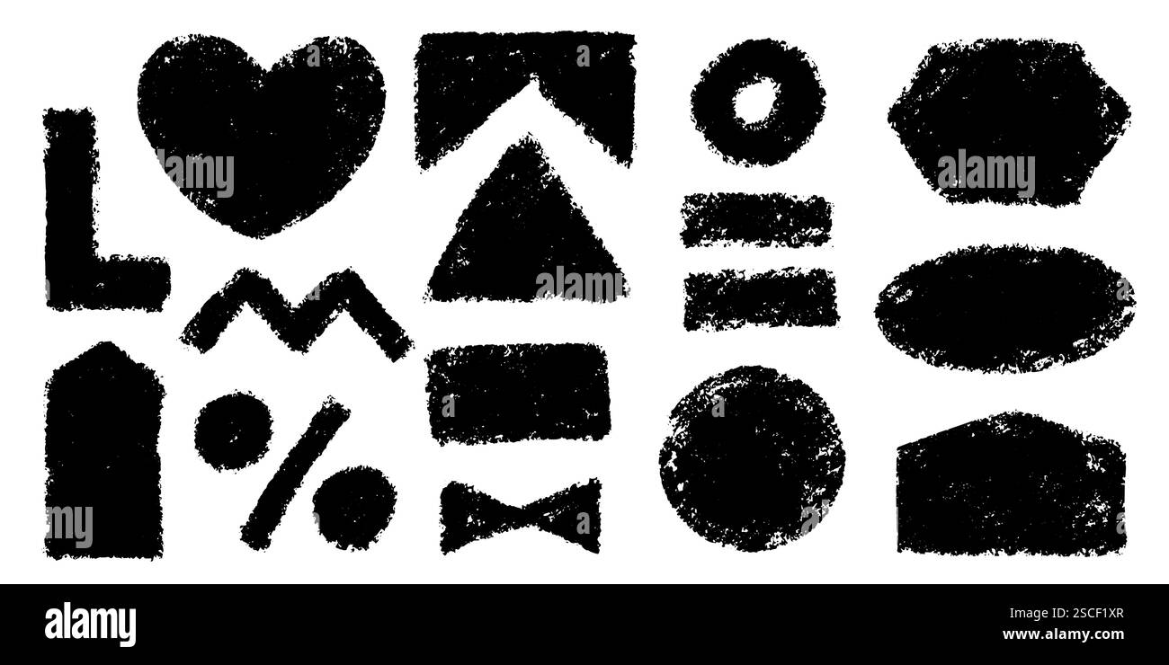 hand drawn grunge geometric shapes for posters. negative space for text ...