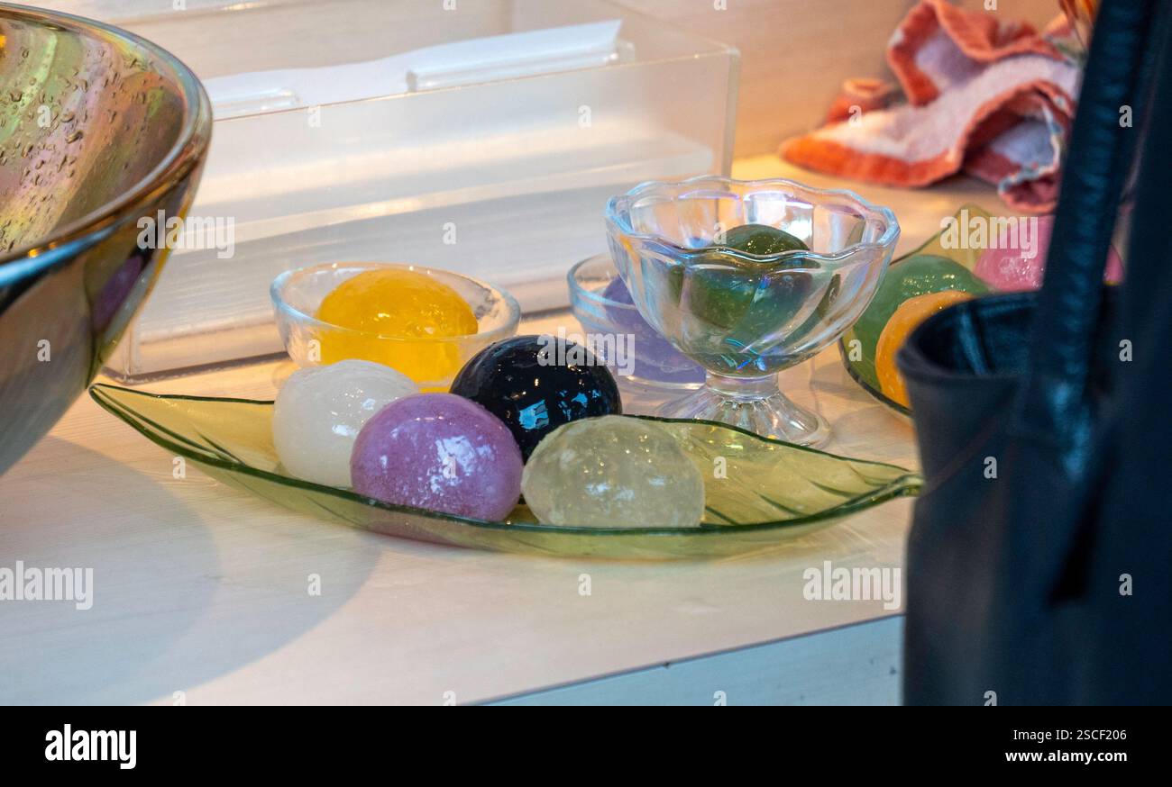 Colorful Japanese Wagashi Treats Displayed in a Kyoto Sweet Shop During ...