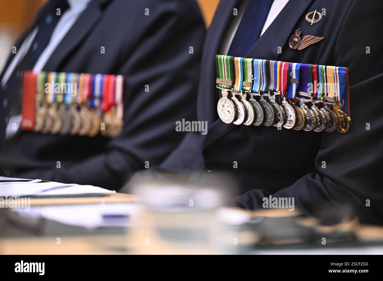Canberra, Australia. 07th Feb, 2025. Defence medals worn by witnesses ...