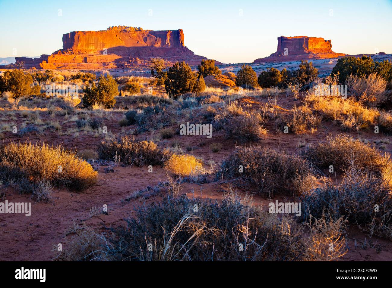 The Monitor and The Merrimac rock formations. The mesas rise above the ...