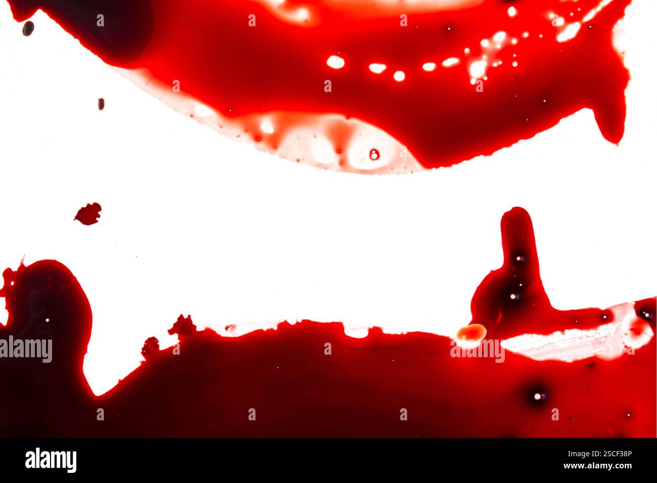 blood stains in bloody splatter. bloody frame isolated on a white ...