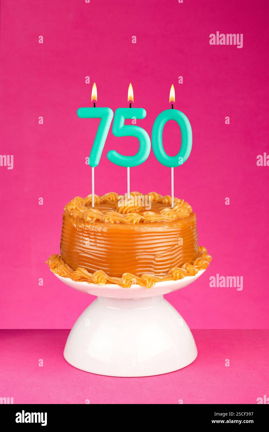 Birthday cake with number 750 candle - Number of followers or likes ...