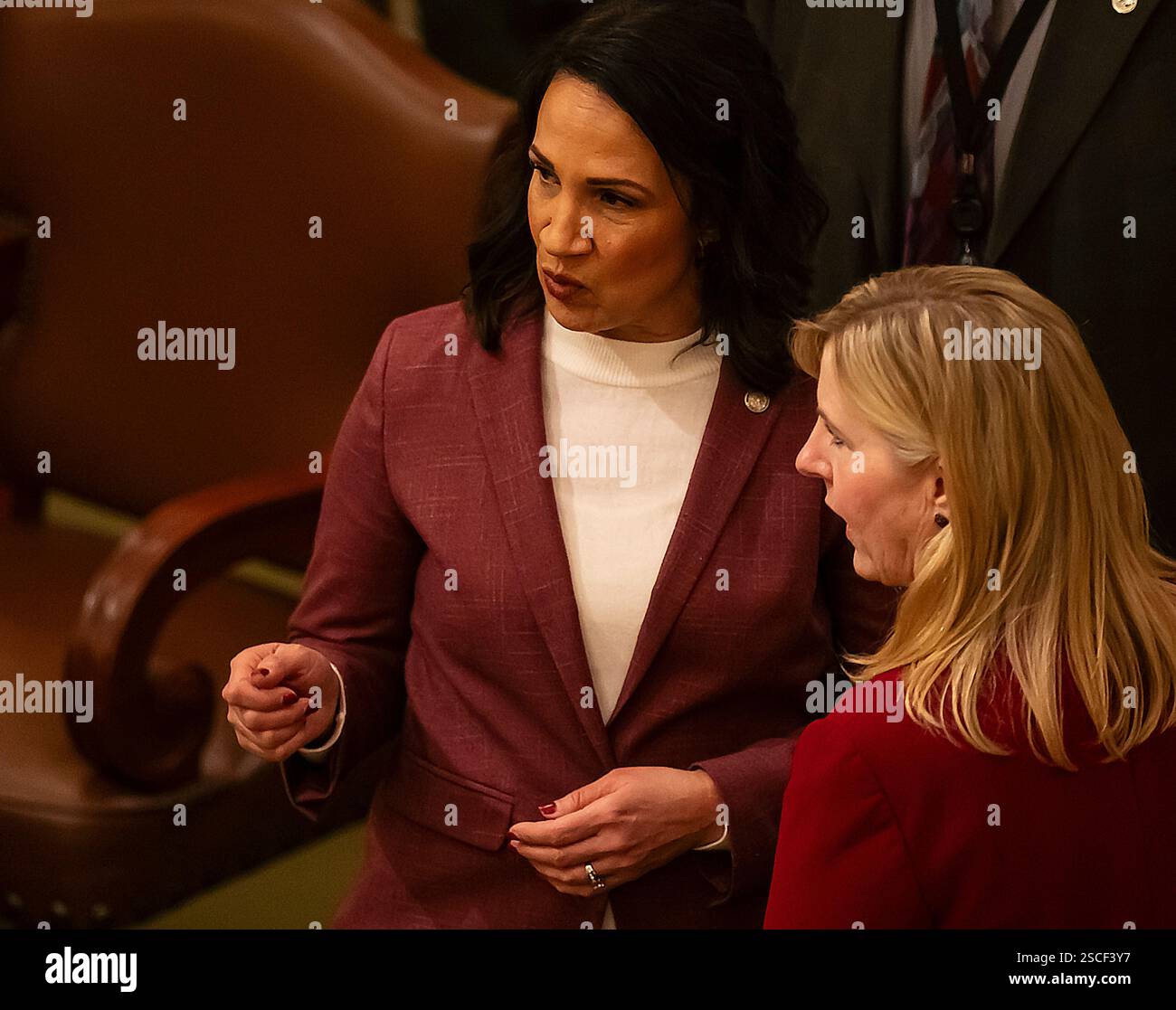 Minnesota Rep. Lisa Demuth, R-Cold Spring, left, and Rep. Melissa Hortman, DFL-Brooklyn Park ...