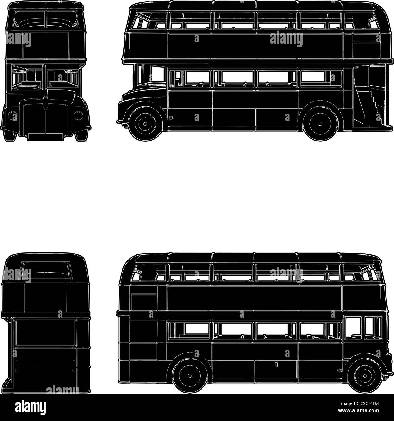 Double Decker Bus Vector. Omnibus Two Decker Illustration Isolated On White Background Stock ...