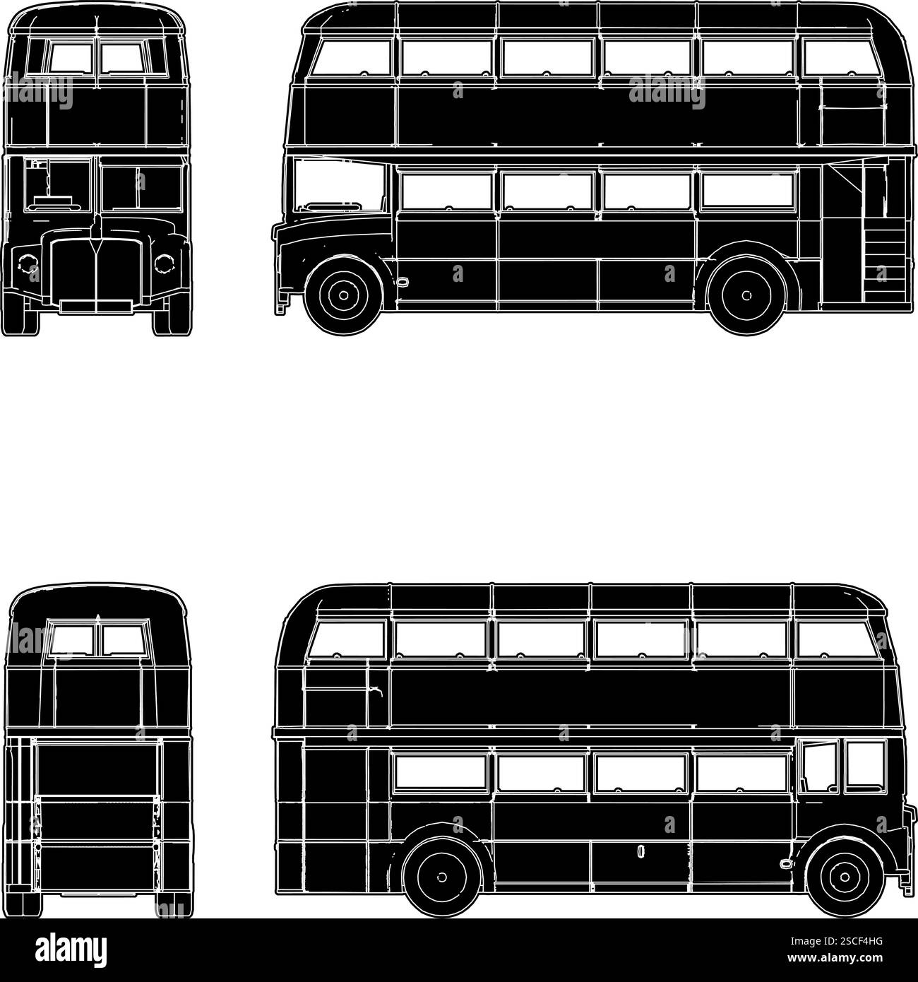 Double Decker Bus Vector. Omnibus Two Decker Illustration Isolated On White Background Stock ...