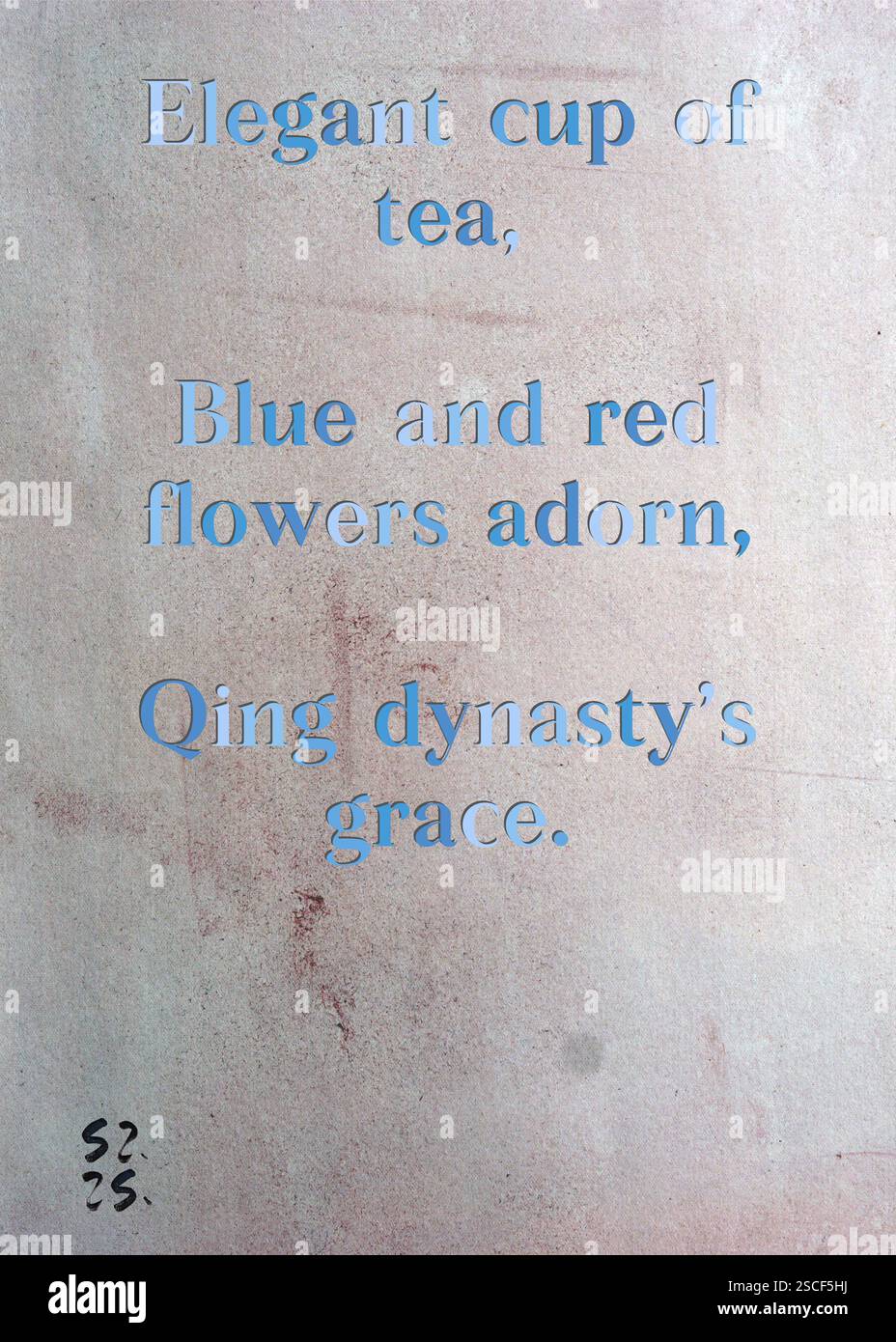 Elegant cup of tea, Blue and red flowers adorn, Qing dynasty's grace ...
