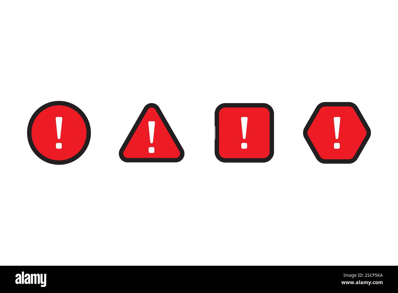 Warning shape icons. Red alert signs. Exclamation mark symbols. Vector caution set Stock Vector ...
