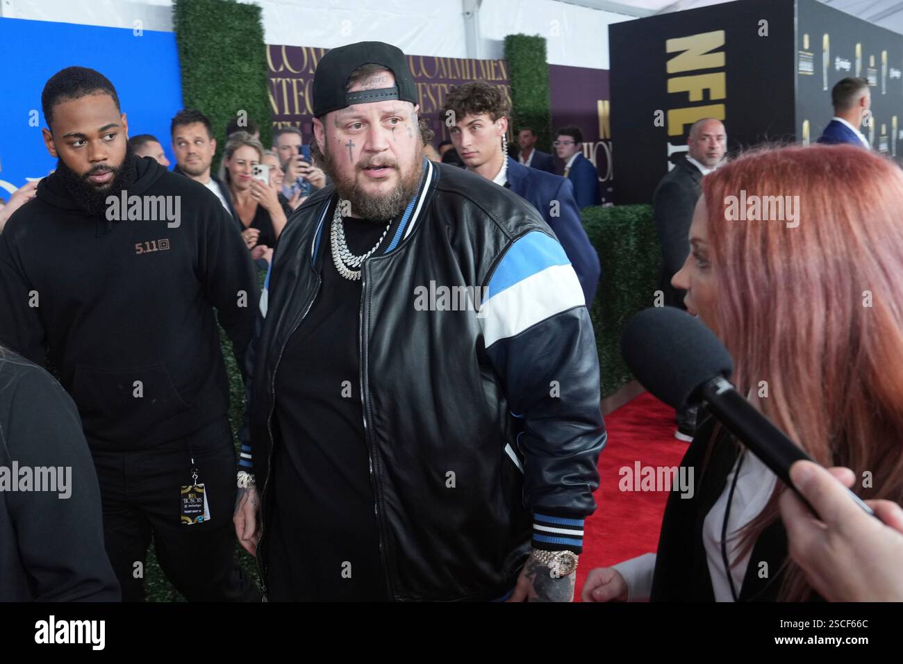 Jelly Roll walks the red carpet before the NFL Honors award show ahead ...