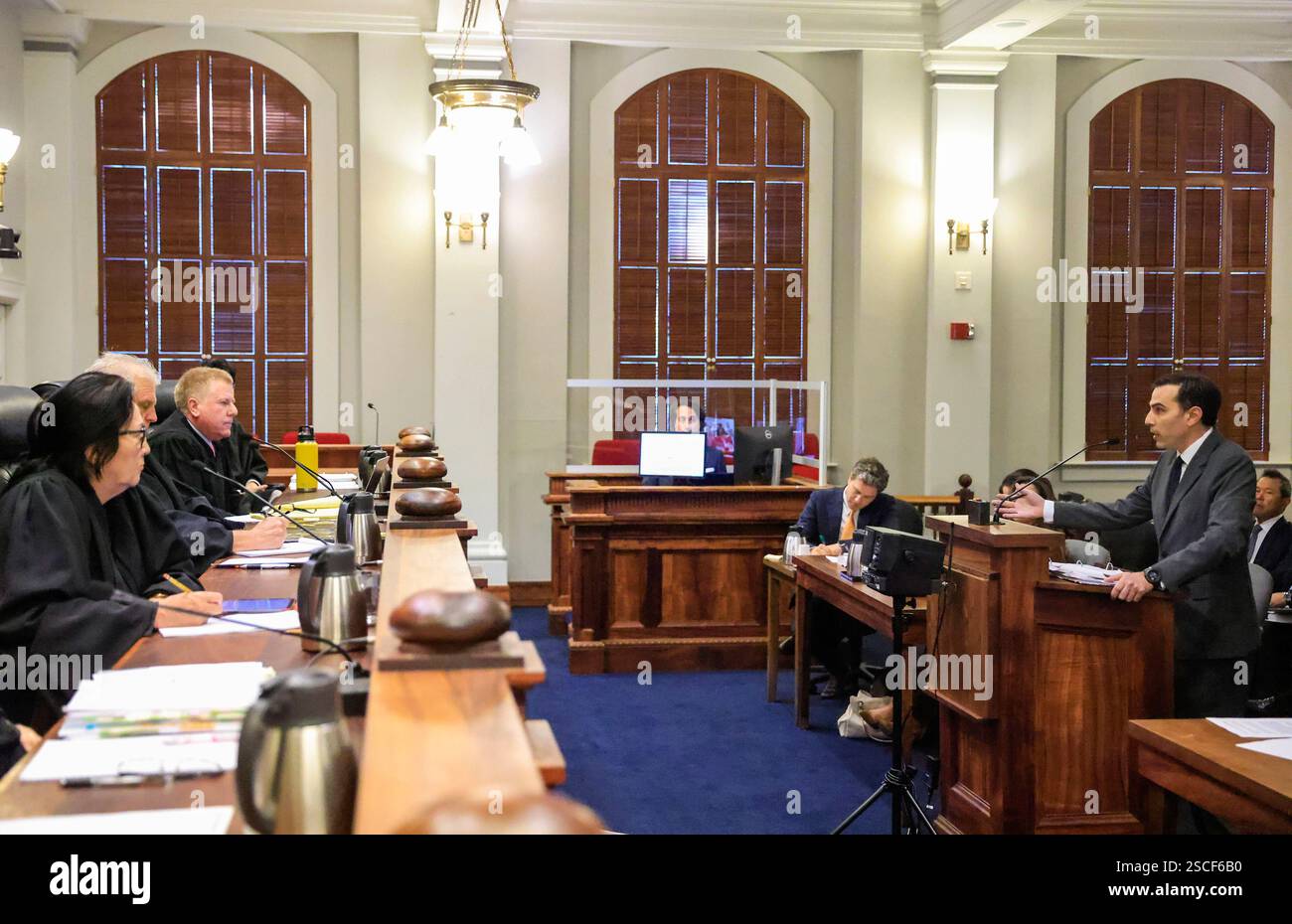 Attorney Jesse Max Creed, right, speaks during a Hawaii Supreme Court ...