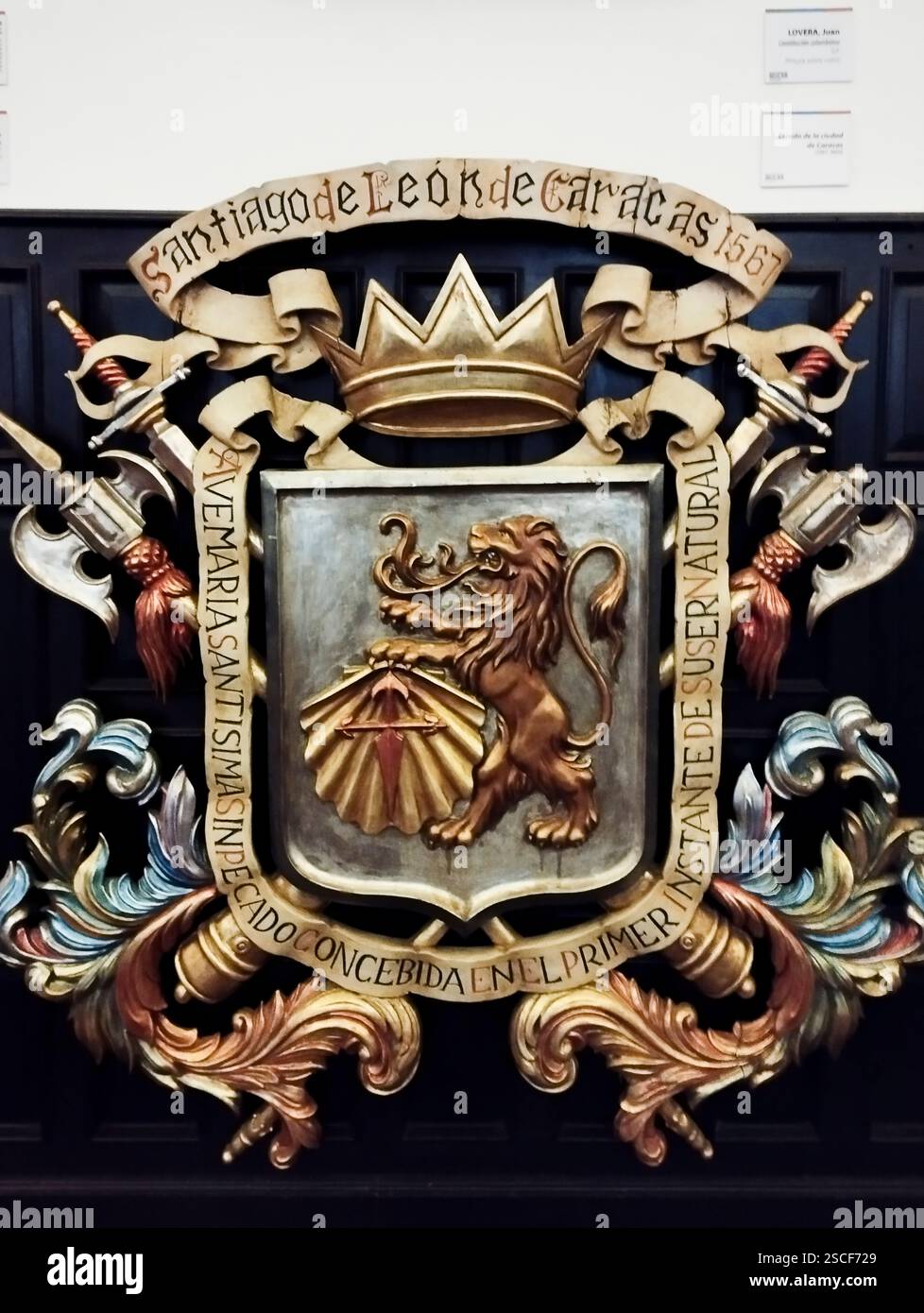 February 26, 2023. Caracas, Venezuela. Coat of arms of the city of ...