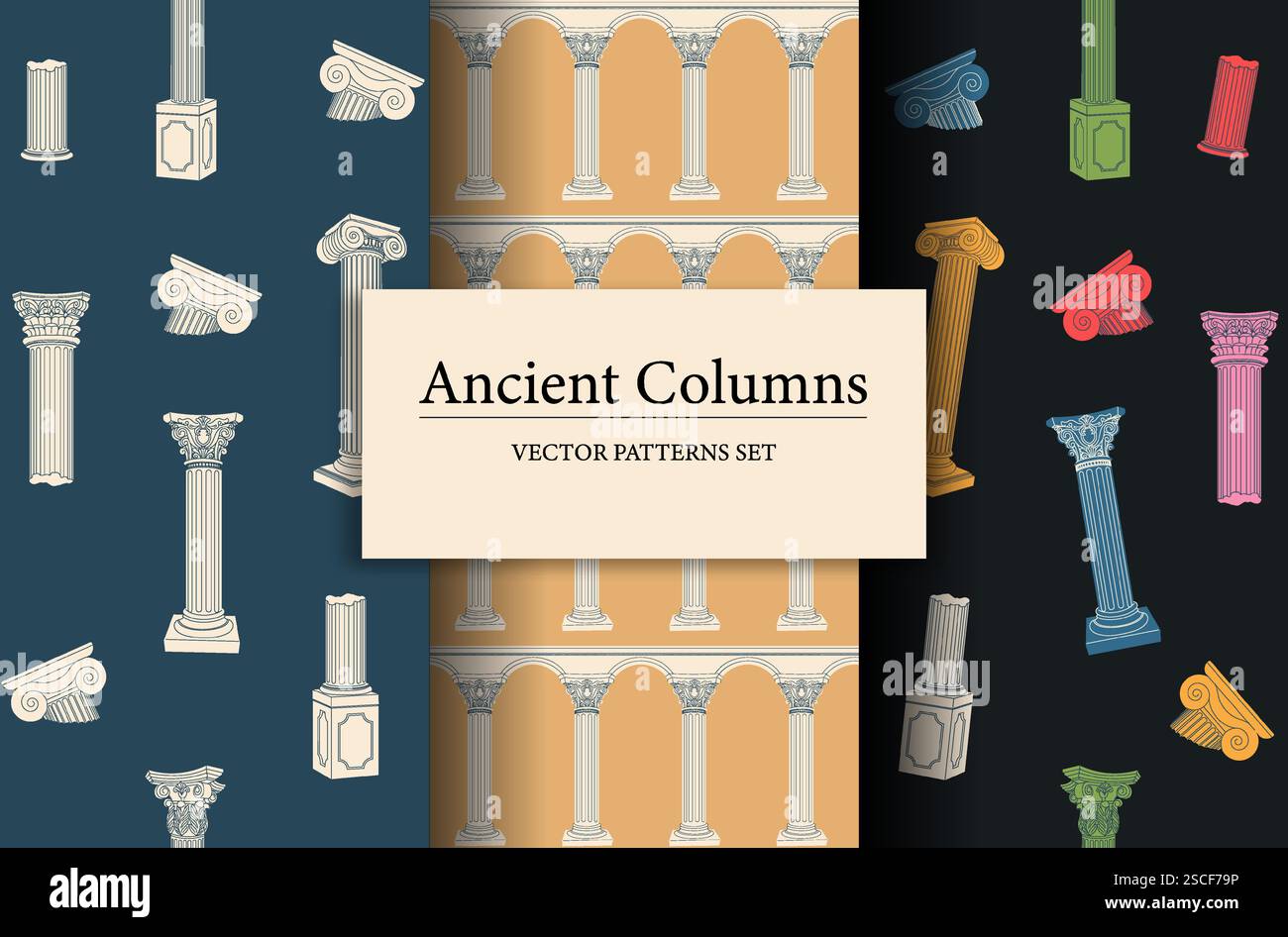 Ancient columns seamless pattern. Repeating design element for printing ...