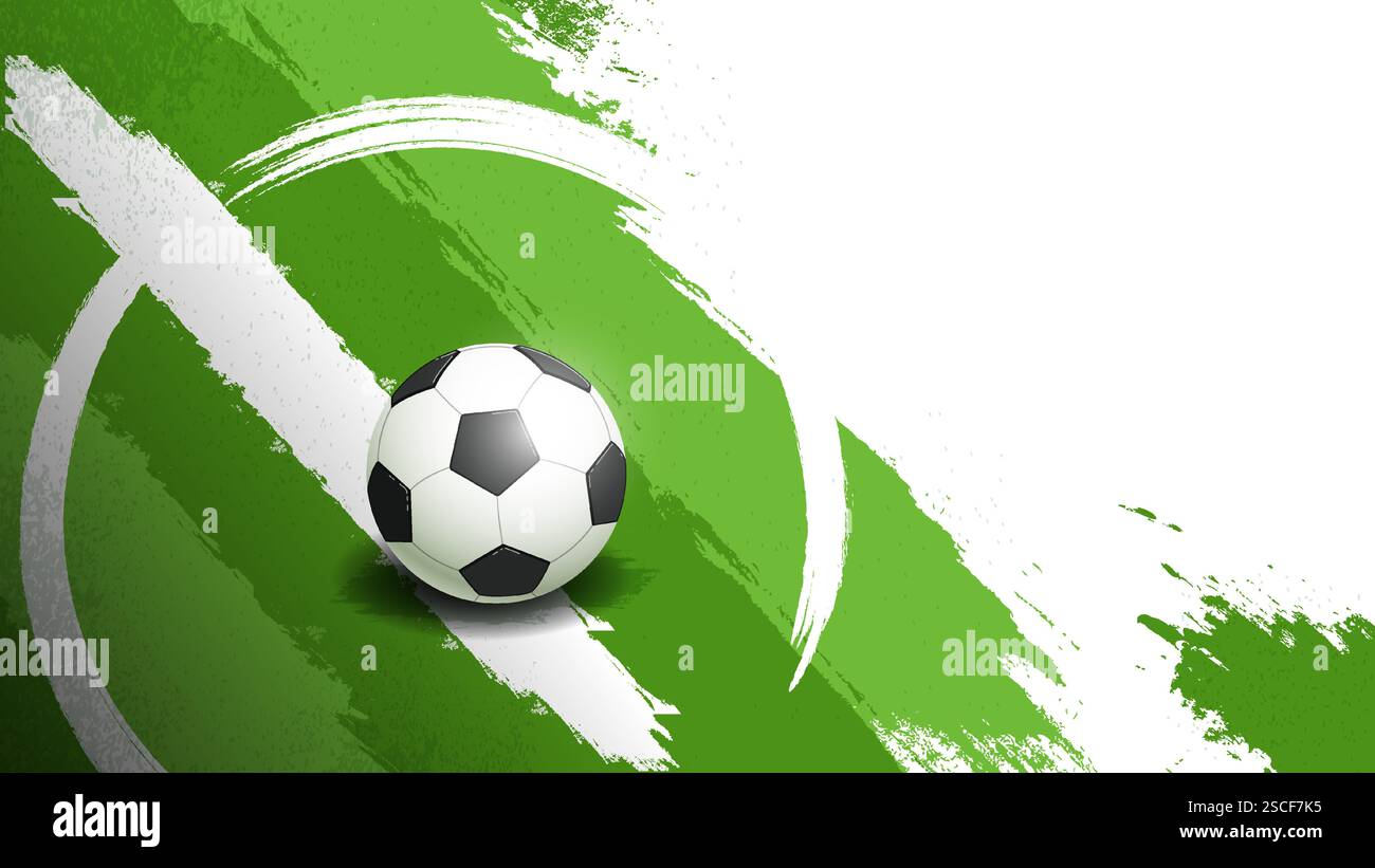 Football torn banner. Football ball at sports field. Template for flyer ...