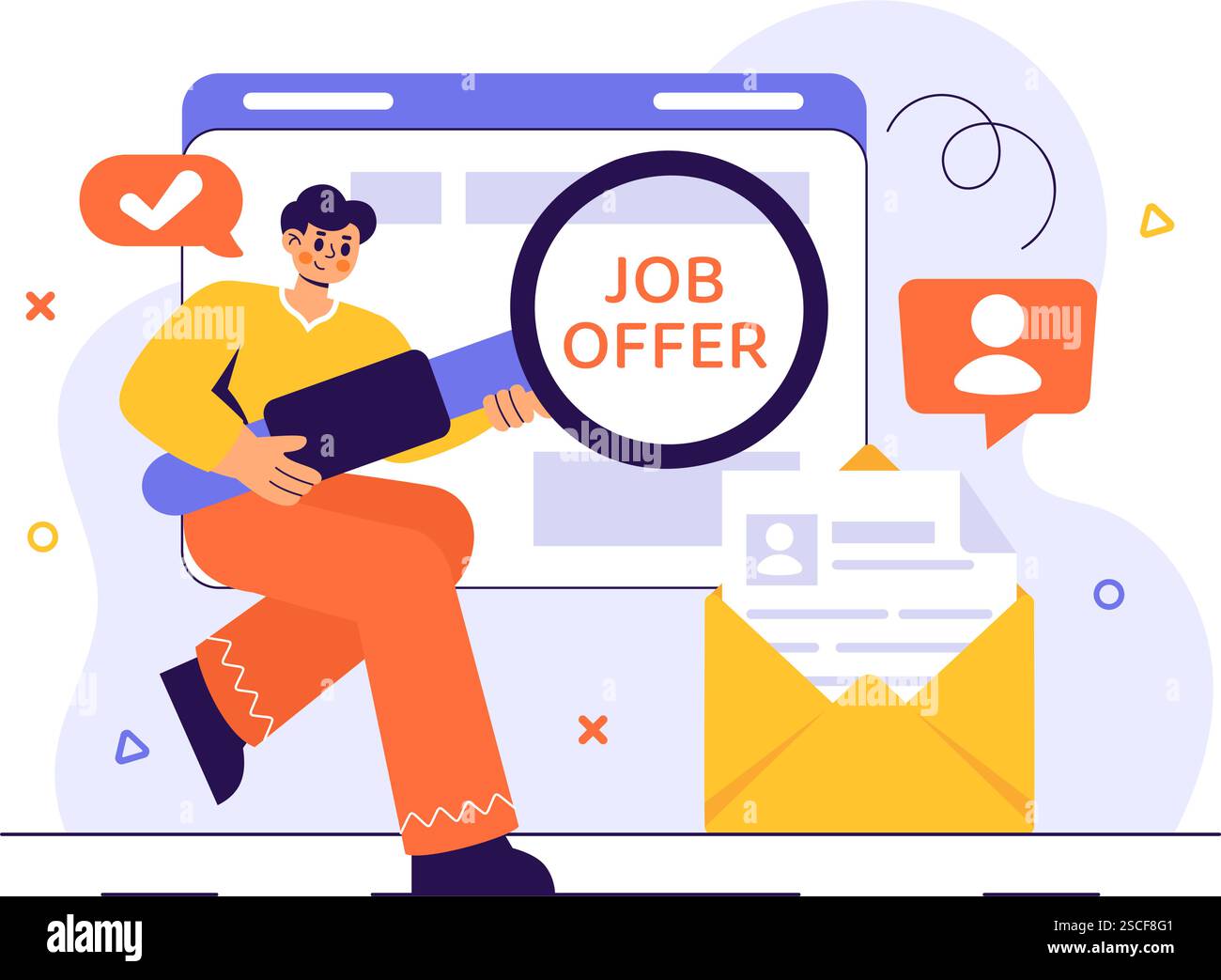 Job Offer Vector Illustration featuring a Businessman, Recruitment ...
