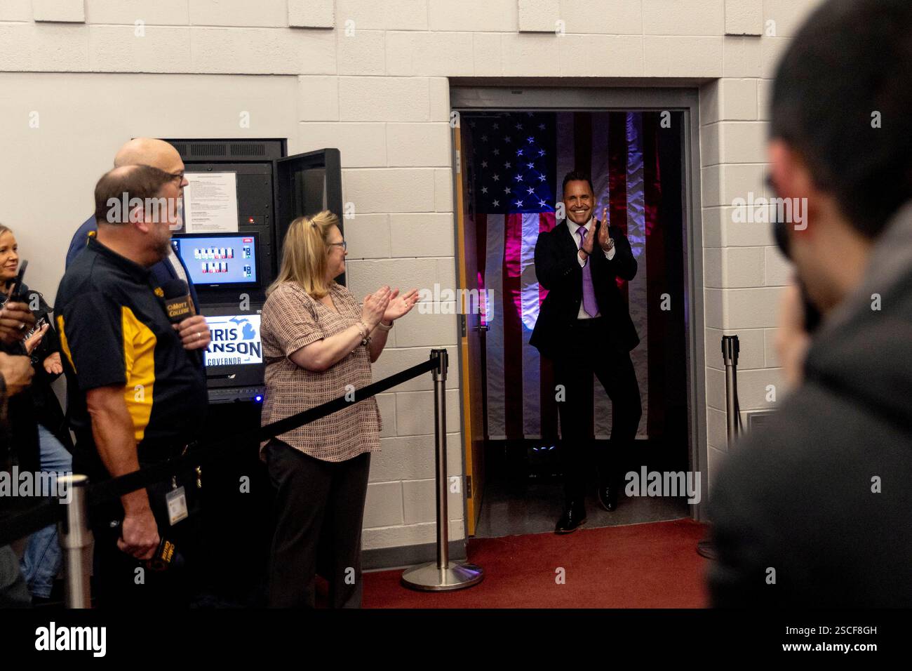 Genesee County Sheriff Chris Swanson arrives to announce his campaign ...