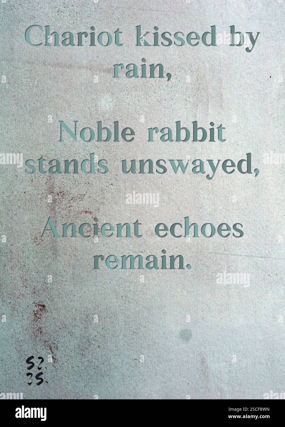 Chariot kissed by rain, Noble rabbit stands unswayed, Ancient echoes ...