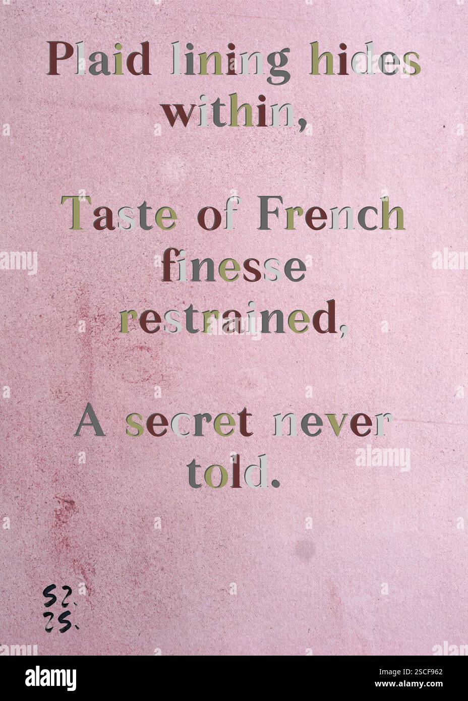 Plaid lining hides within, Taste of French finesse restrained, A secret ...
