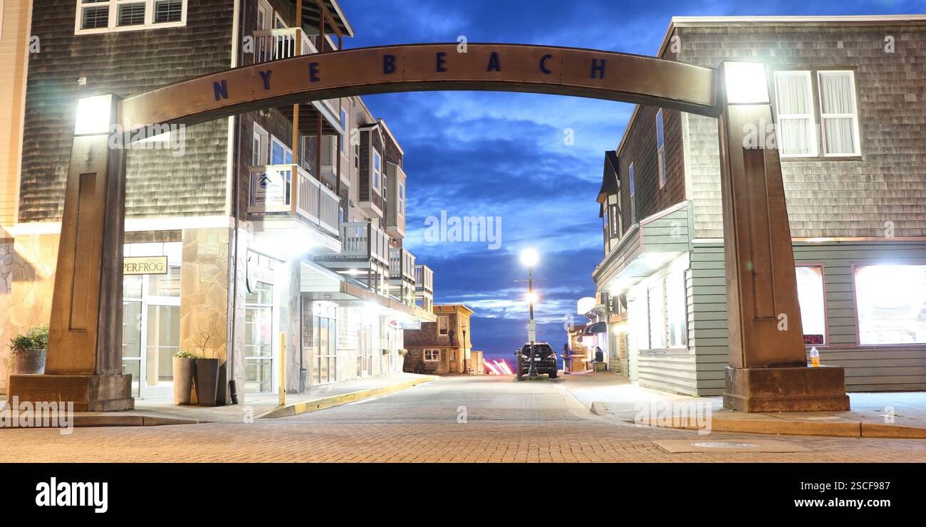Nye Beach Sign and Scenic Street View, Oregon Coast USA Panoramic Long ...
