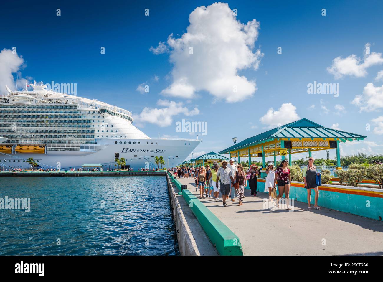 Nassau, Bahamas - August 19, 2018: Tourists deboarding Royal Caribbean ...