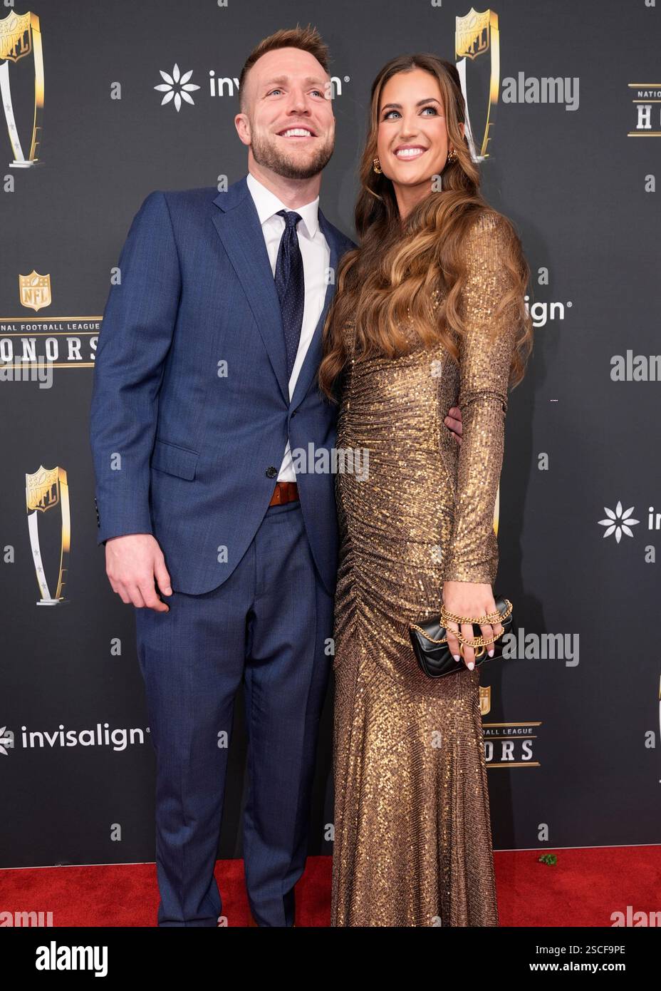 Taysom Hill, of the New Orleans Saints, and his wife Emily Hill, pose ...