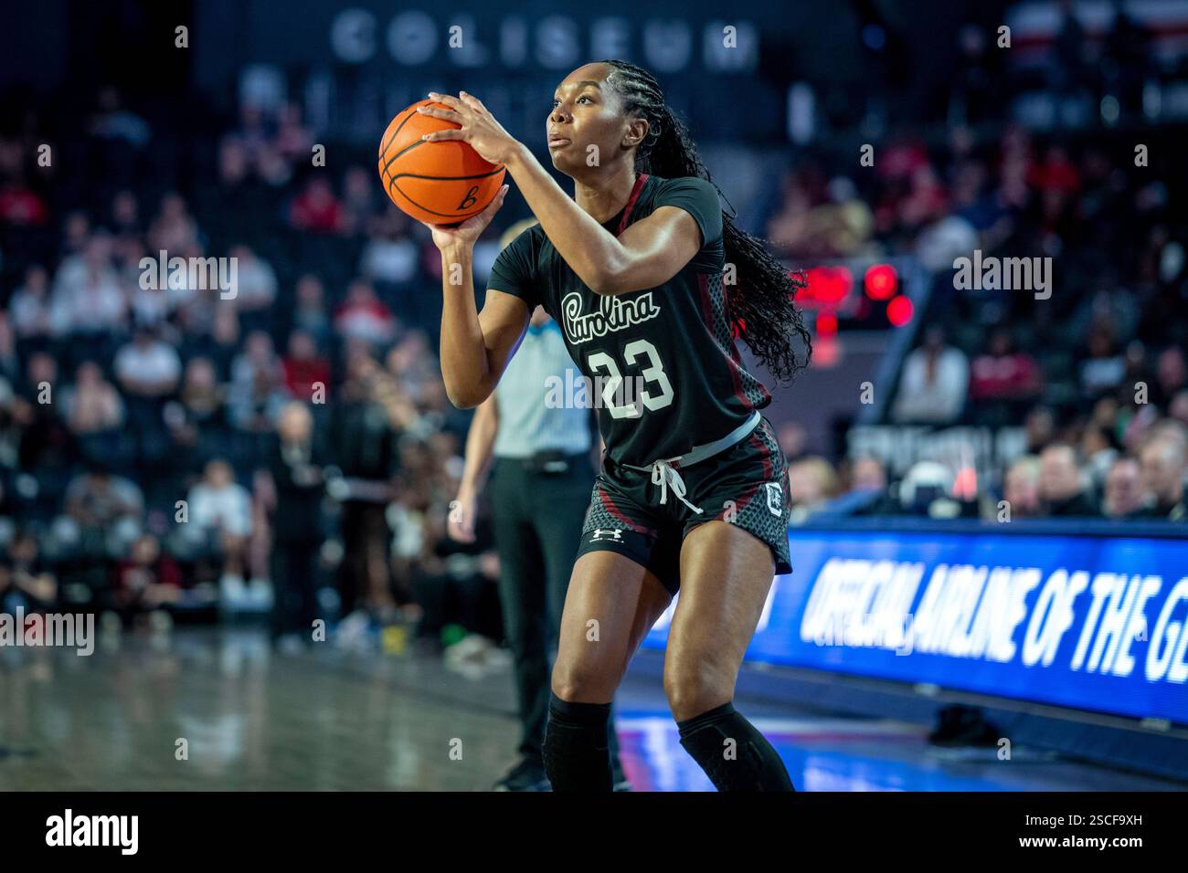 South Carolina guard Bree Hall prepares to attempt a basket against ...