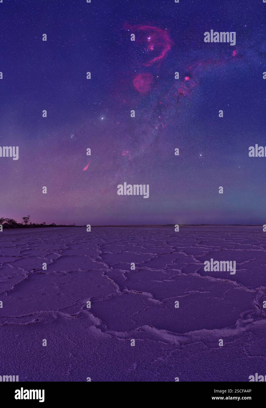 The constellation of Orion and the Milky Way setting above a dried out ...