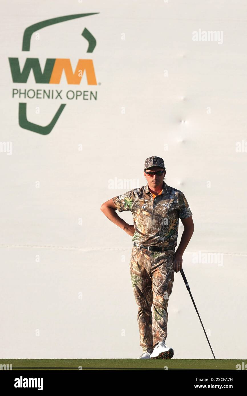 Rickie Fowler pauses at the 16th green during the first round of the ...