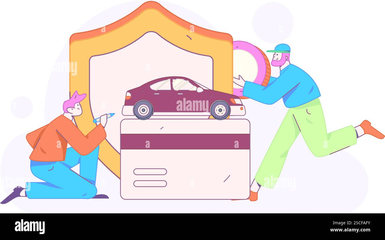 Buy insurance for car flat character vector concept operation ...