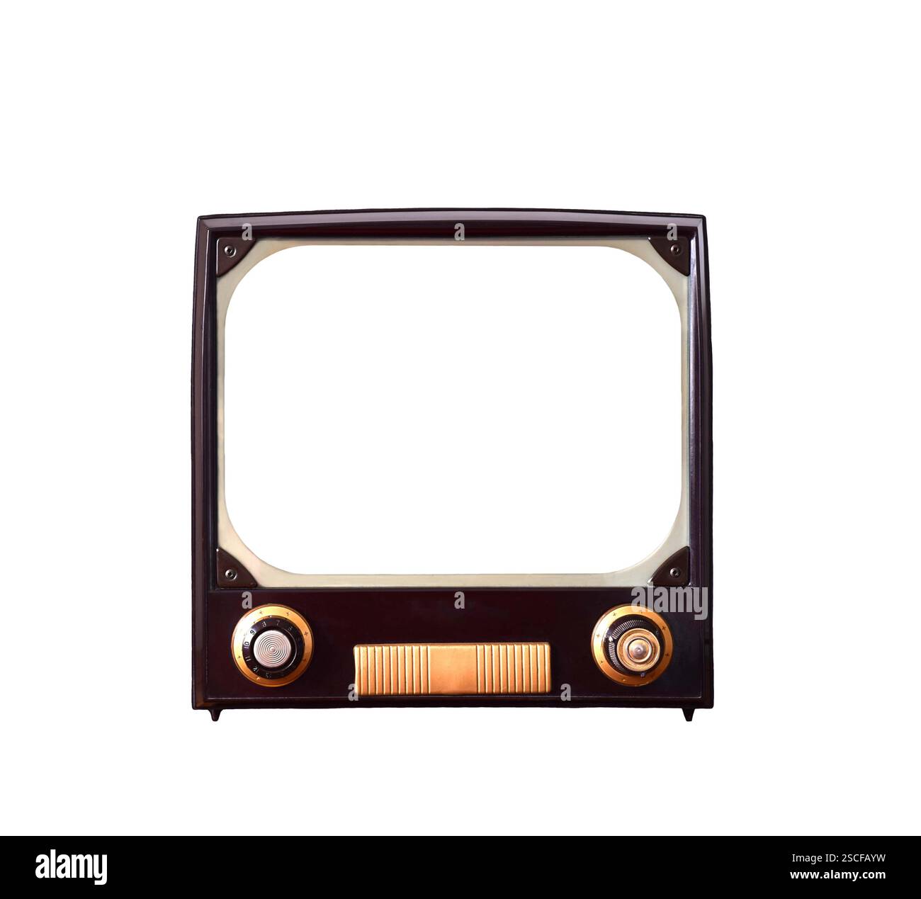 Old fashioned vintage retro TV set isolated cutout Stock Photo - Alamy