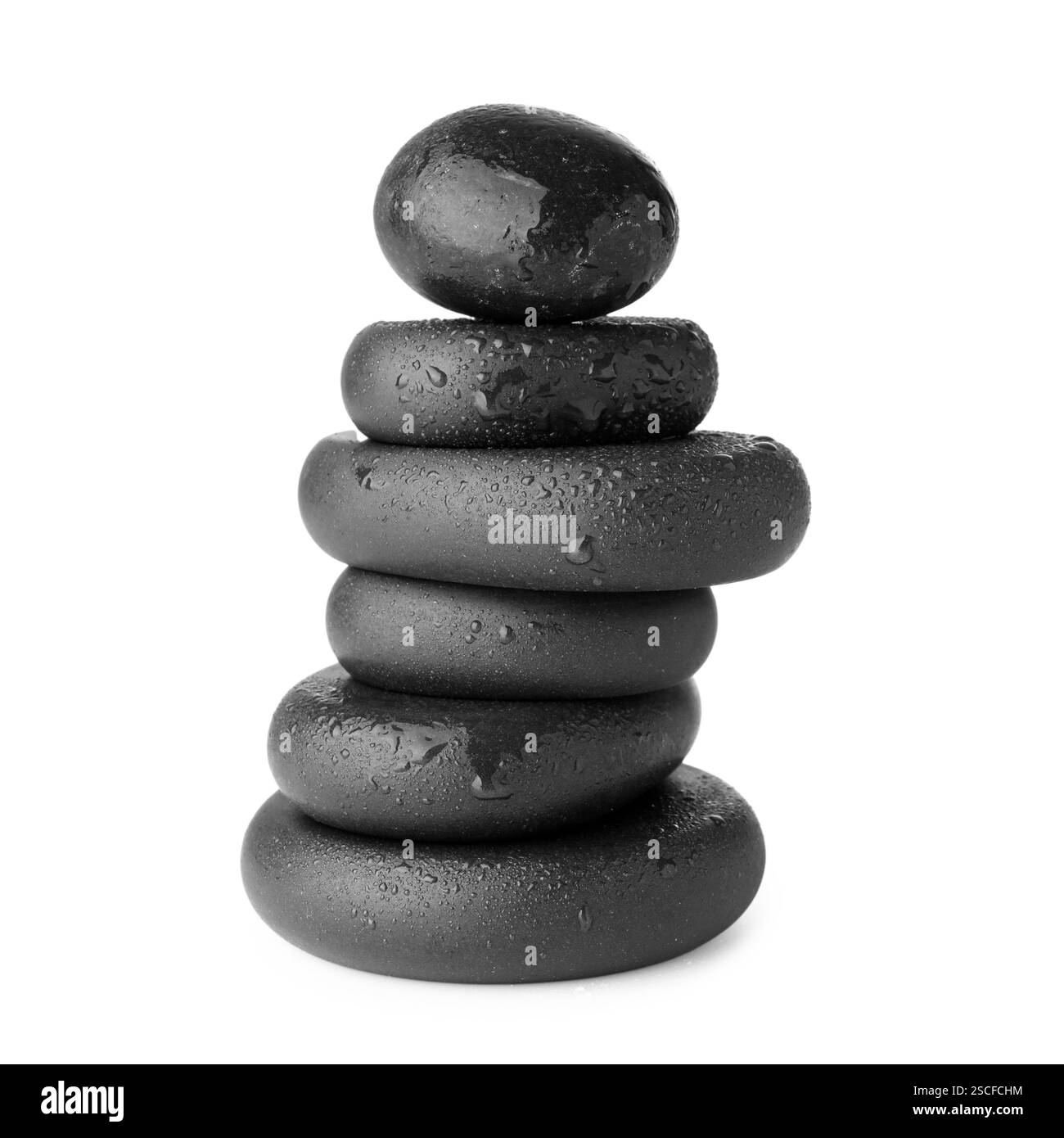 Stack of wet spa stones isolated on white Stock Photo - Alamy