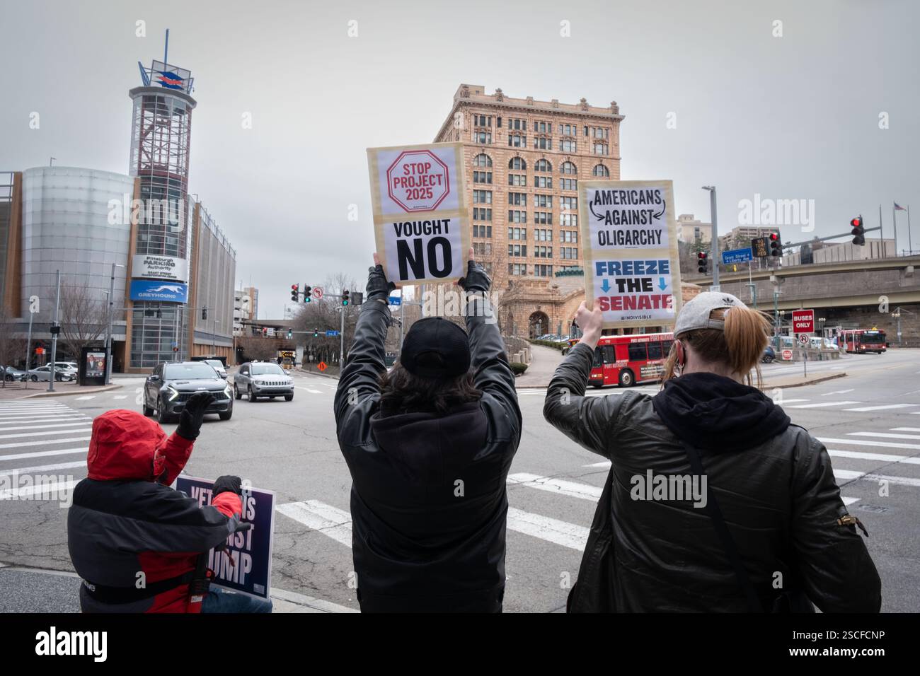 February 5, 2025, Pittsburgh, Pennsylvania, USA: Protesters gathered ...