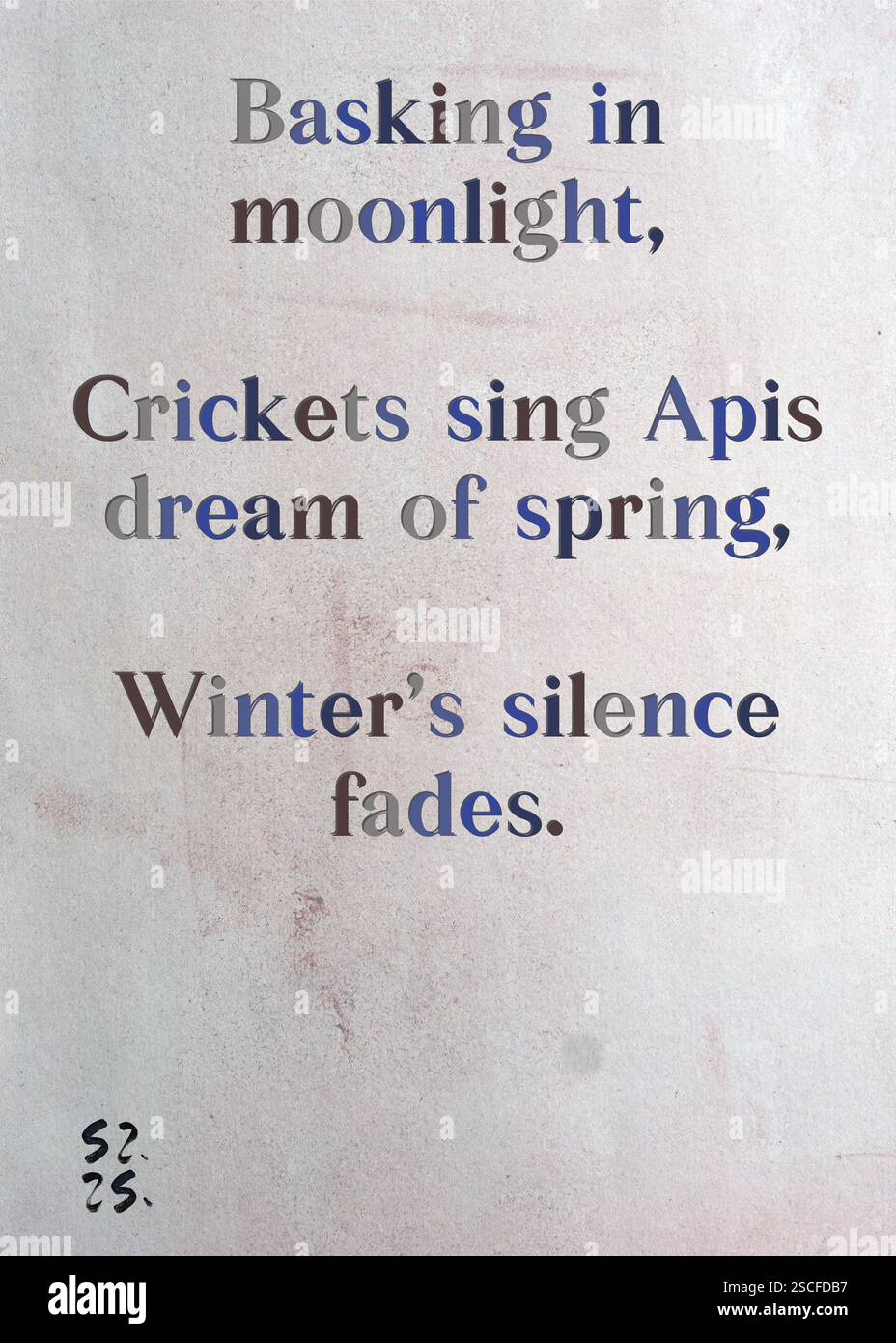 Basking in moonlight, Crickets sing Apis dream of spring, Winter's ...