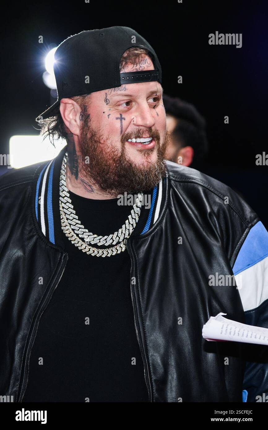 Jelly Roll walking on the red carpet at NFL Honors at the Saenger ...