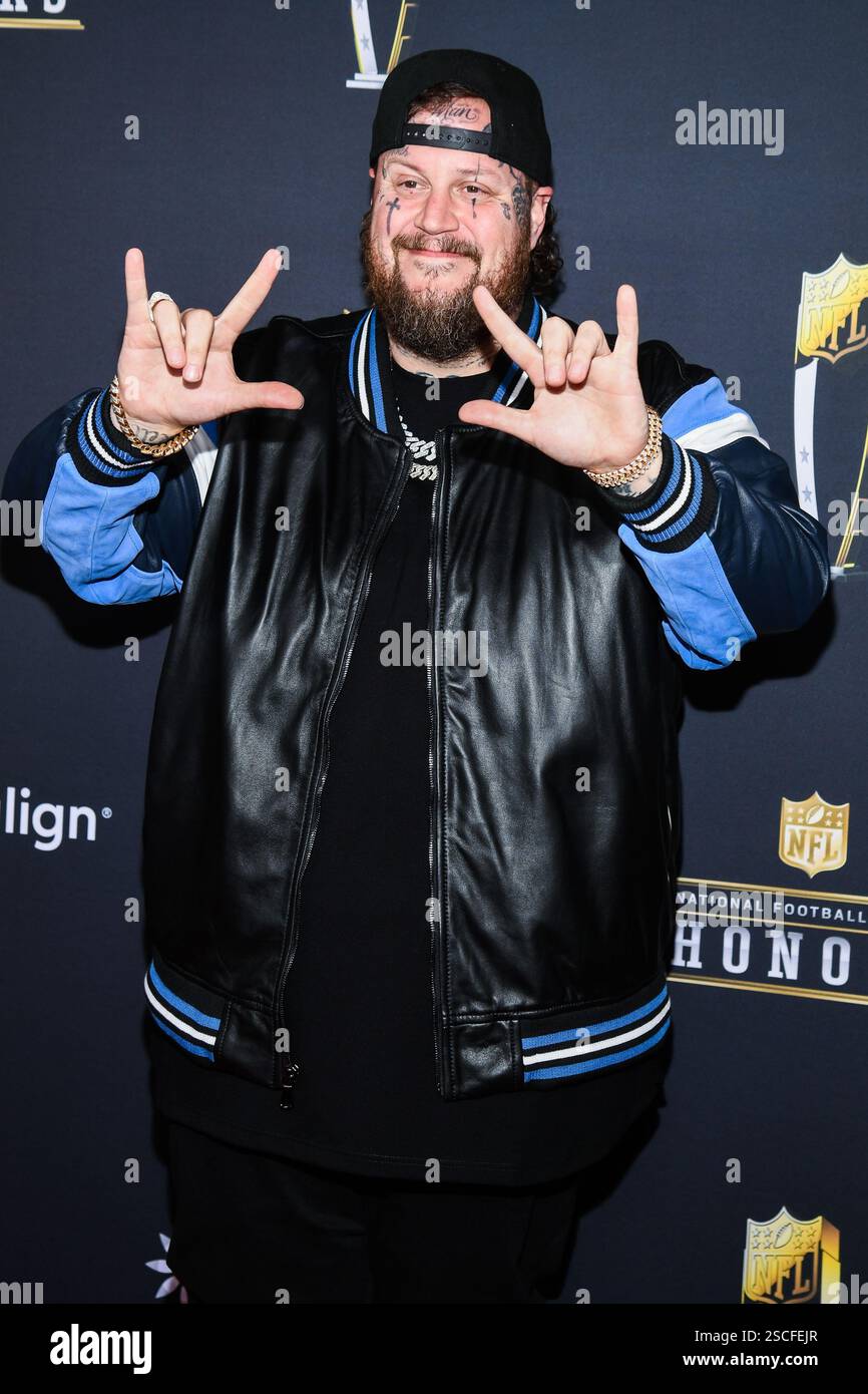 Jelly Roll walking on the red carpet at NFL Honors at the Saenger ...