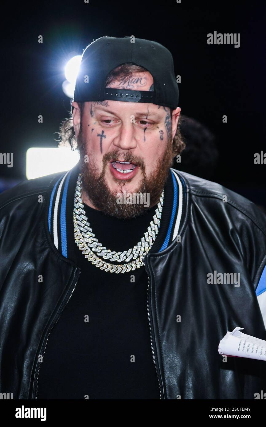 Jelly Roll walking on the red carpet at NFL Honors at the Saenger ...