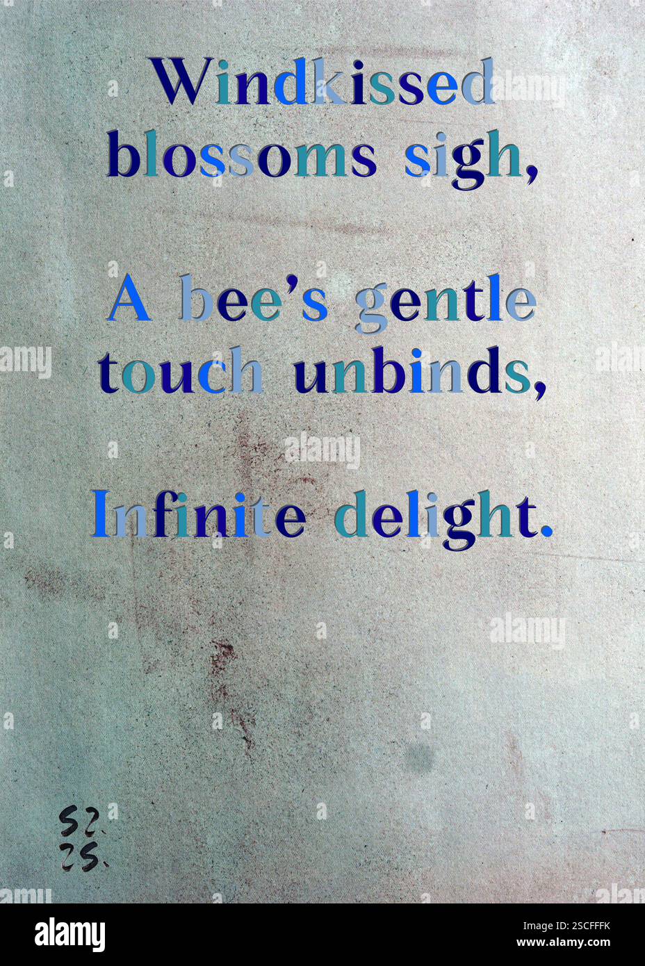 Windkissed blossoms sigh, A bee's gentle touch unbinds, Infinite ...