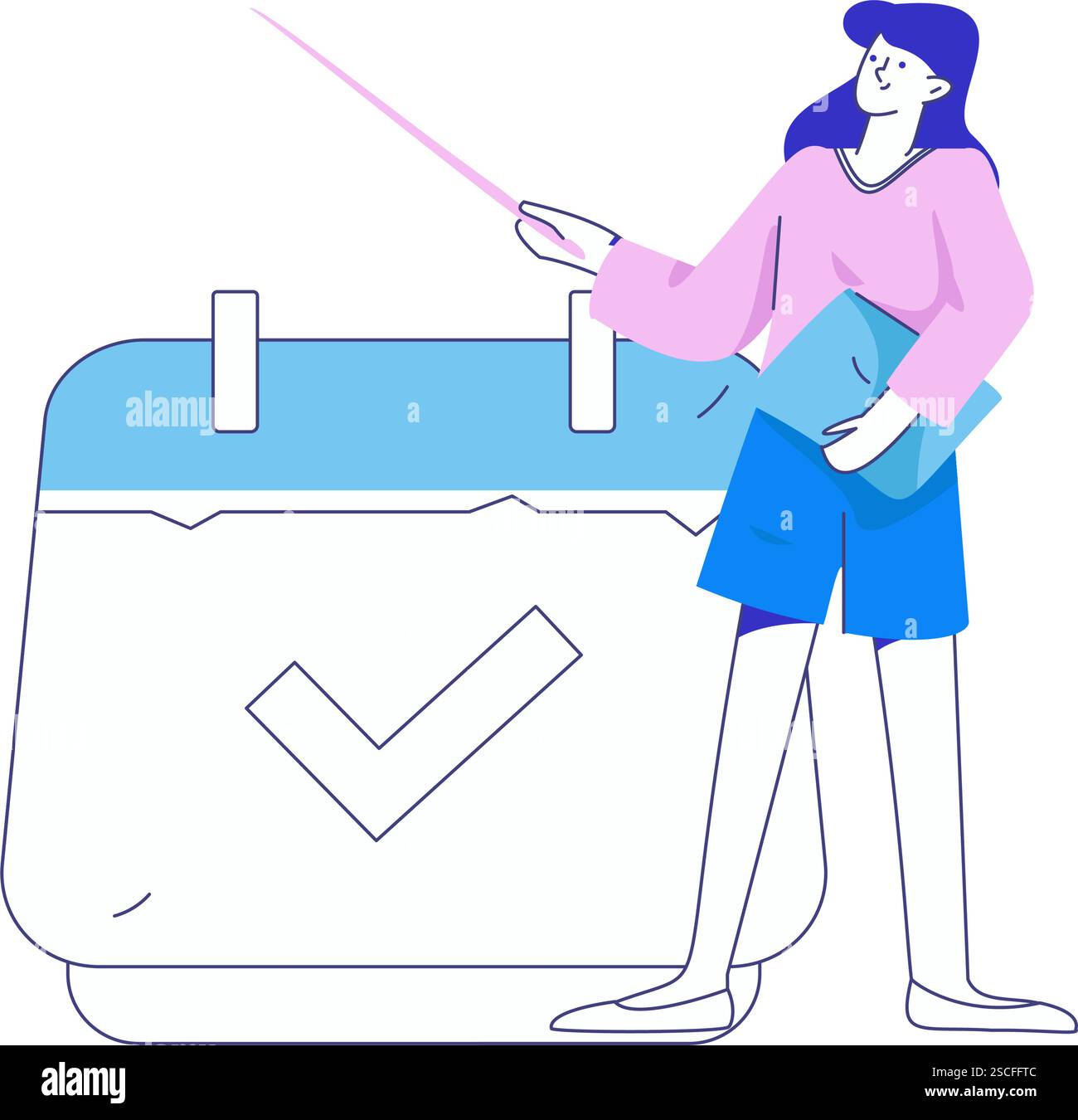 Check-in character flat vector concept operation hand-drawn ...