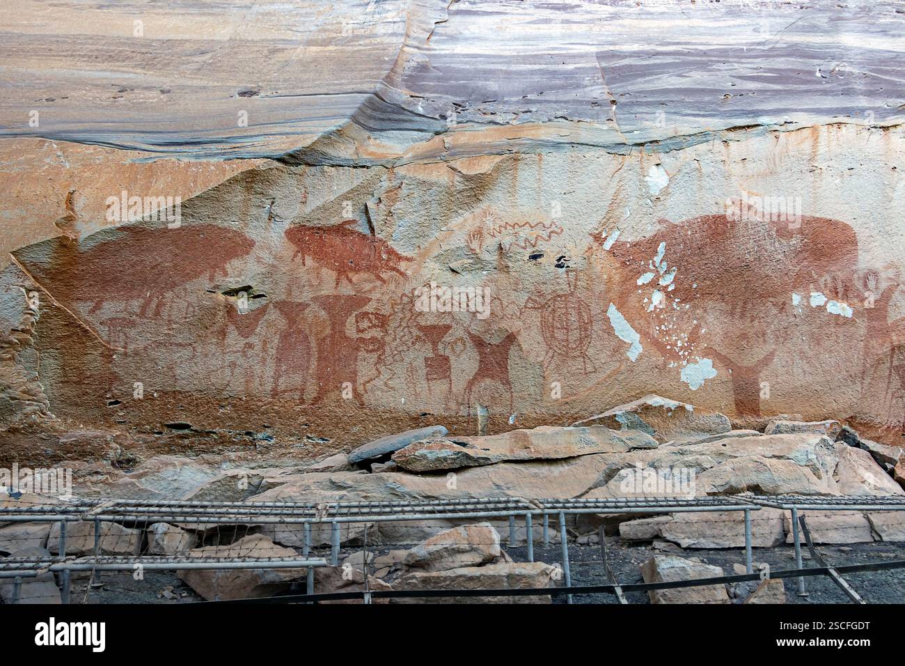 The prehistoric painting at Pha Taem, Pha Taem National Park Stock ...