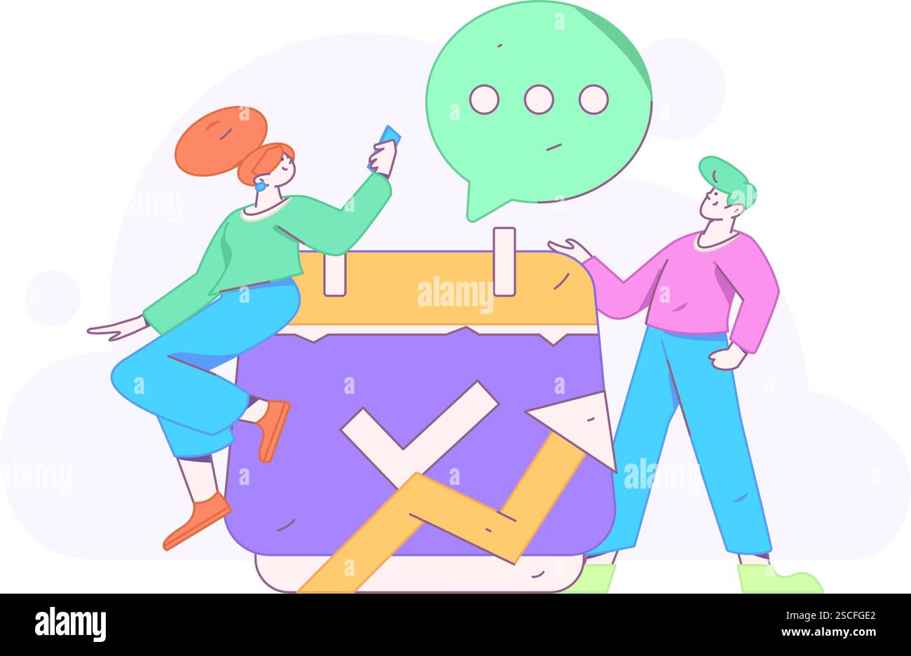 Check-in character flat vector concept operation hand-drawn ...