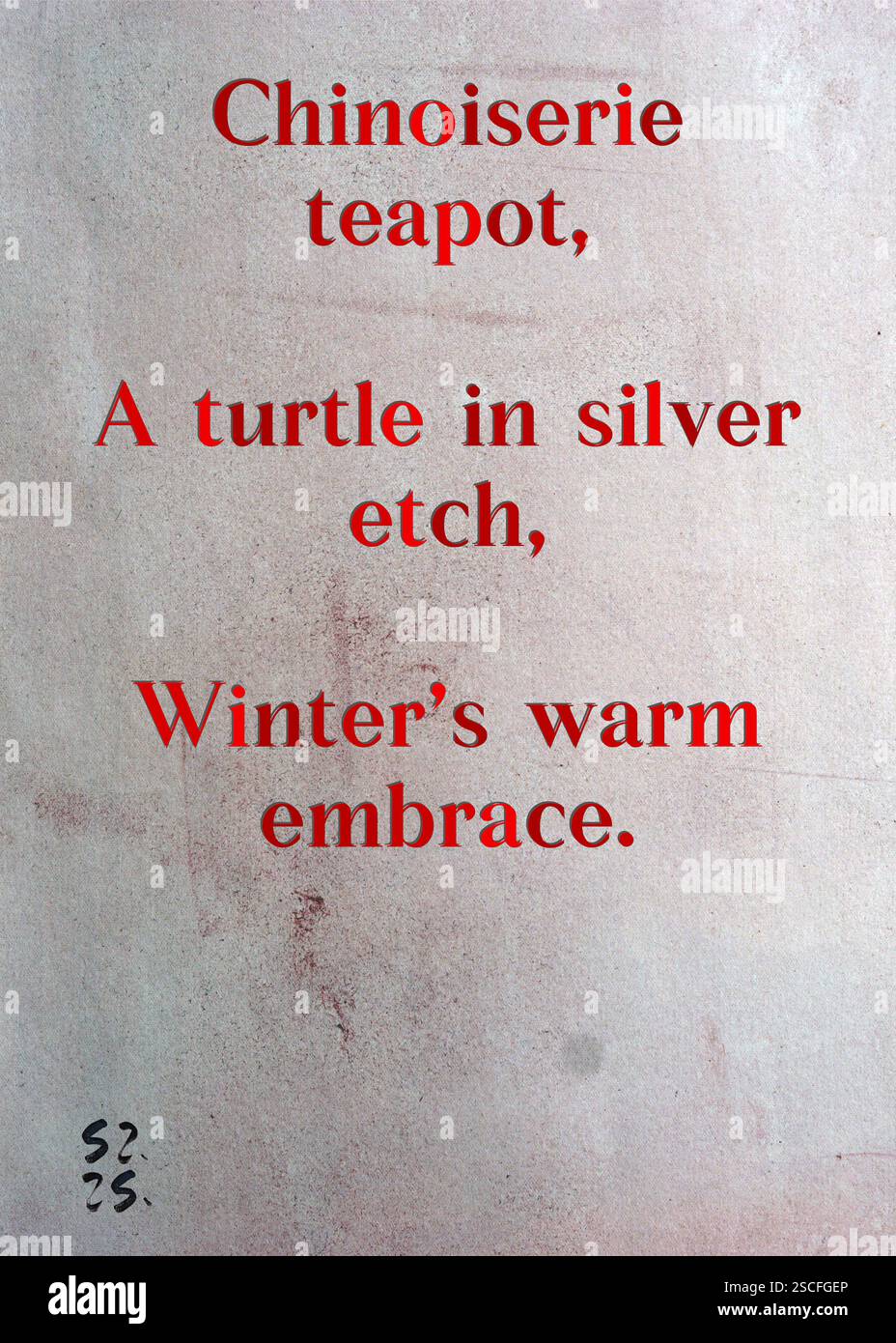 Chinoiserie teapot, A turtle in silver etch, Winter's warm embrace ...
